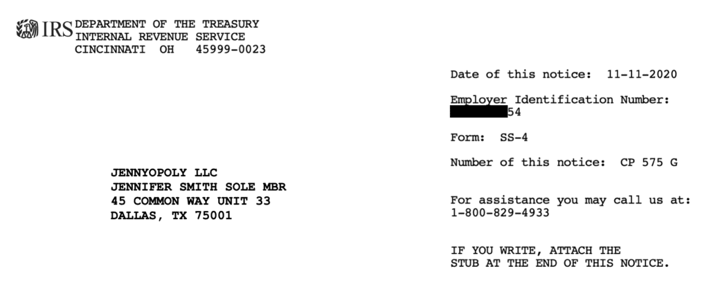 What does "SOLE MBR" and "MBR" for LLC mean in IRS Letter?